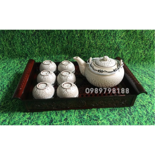 Bat Trang tea set with tray (tray with sediment compartment) | Shopee ...