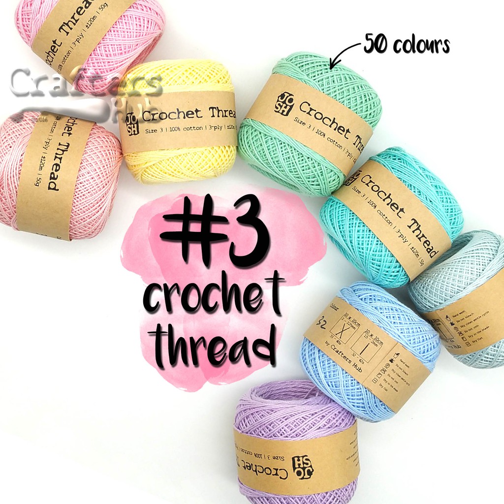[BULK BUY] Size 3 crochet thread (50g) 100% cotton for crochet knitting ...