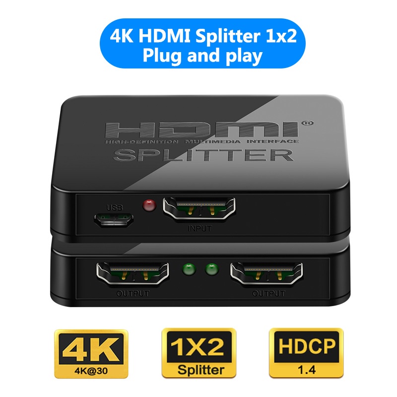 4K HDMI Switcher Adapter Full HD 1080P Amplifier Dual Display 2 Ports ...