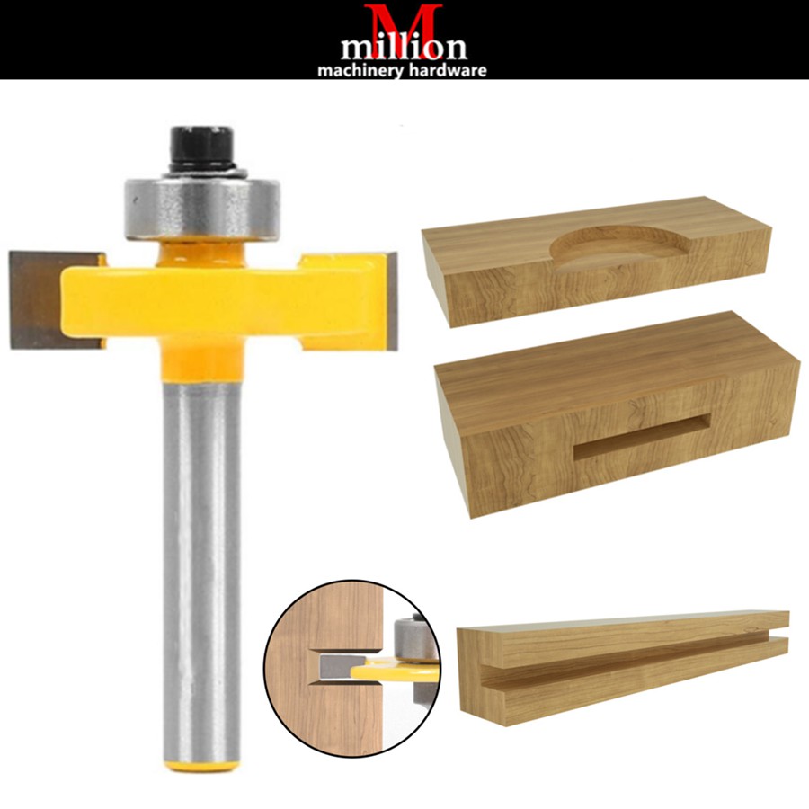 (T TYPE) 1/4" 6.35mm T Slot Shank Milling Cutter Wood Carving Groove ...