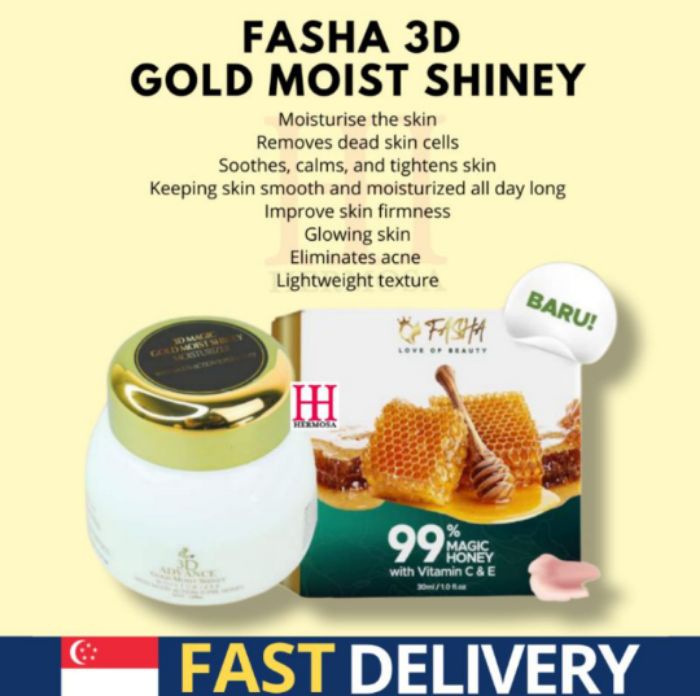 🇸🇬Fasha 3D Gold Moist Shiney Moisturizer Cream(Tightens skin/Glowing ...