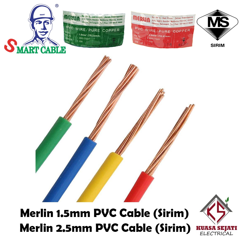 1 METER - Merlin 1.5mm & 2.5mm PVC Insulated Power Cable Wire ...