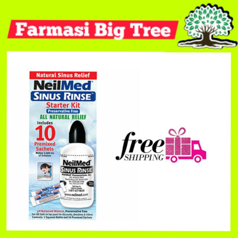 NeilMed Sinus Rinse Starter Kit (1 Squeeze Bottle 240ml + 10 Premixed ...