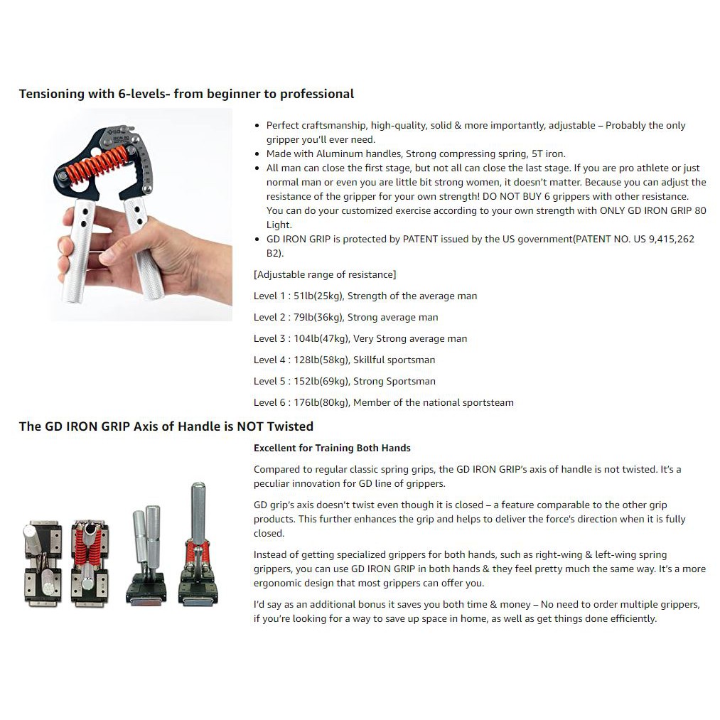 New Version GD Iron Grip Premium Adjustable Expandable Hand Gripper ...
