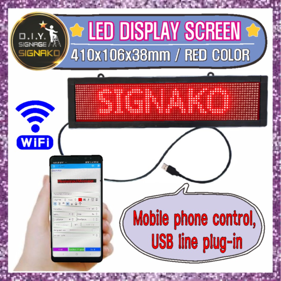 LED Digital Programmable Signage Red Color Message / Display Screen ...
