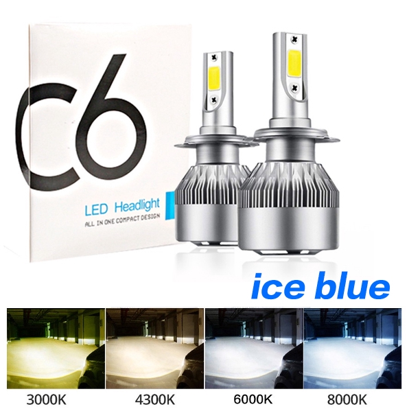 2PCS C6 LED Headlight H4 H7 H8 H11 H1 HB3 HB4 H16 9005 9006 Car LED Bulb 7600LM 6000K 3000K ...