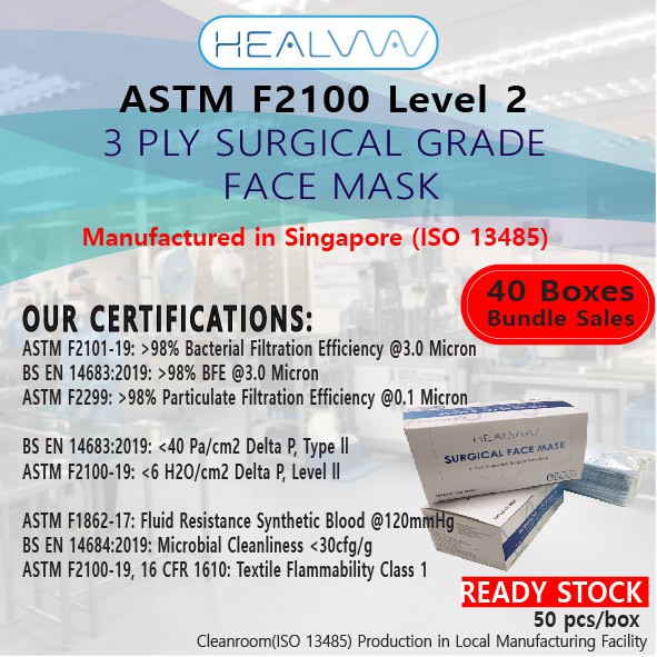 BUNDLE SALE!! [MADE IN SG] ASTM F2100 Lv 2 | EN14683 IIR | 3-Ply ...