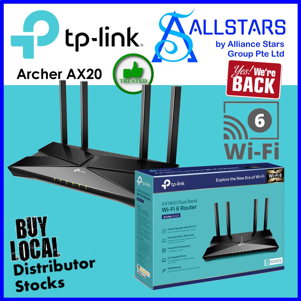 (ALLSTARS :Router Promo) TPLINK / TP-Link Archer AX20 Wireless-AX1800 ...