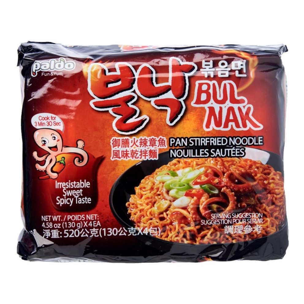 Paldo Spicy Octopus (Bulnak) Noodles, 4 x 130g | Shopee Singapore