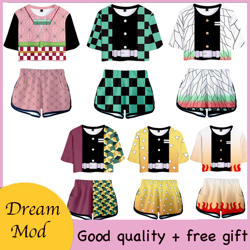 Outfit Demon Slayer Kimetsu No Yaiba Costume Women Top Shorts Suits ...