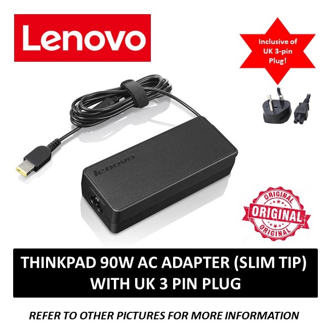 ThinkPad Lenovo 90W AC Adapter (Slim Tip) with UK 3 pin Plug (Original ...