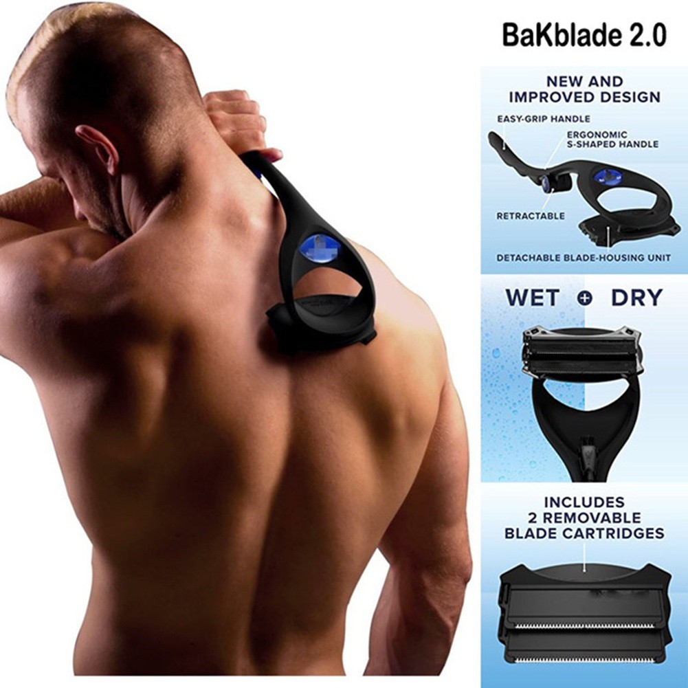 2019 Bakblade 2.0 Back Hair Shaver Long Handle Cordless Foldable Body ...