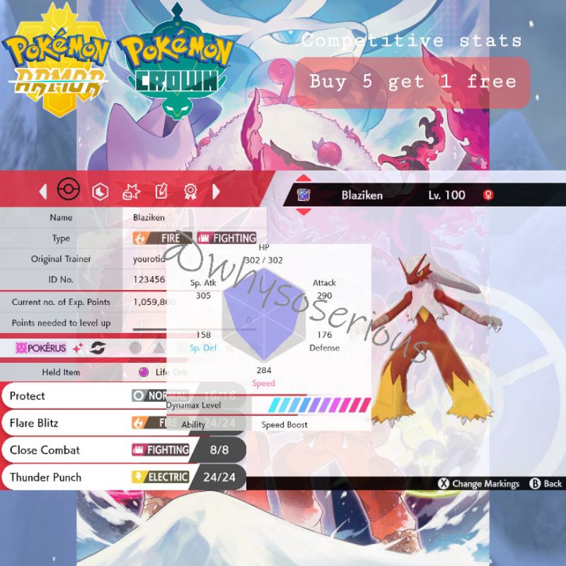 Pokemon Sword and Shield Square Shiny Blaziken (Digital Game Code ...