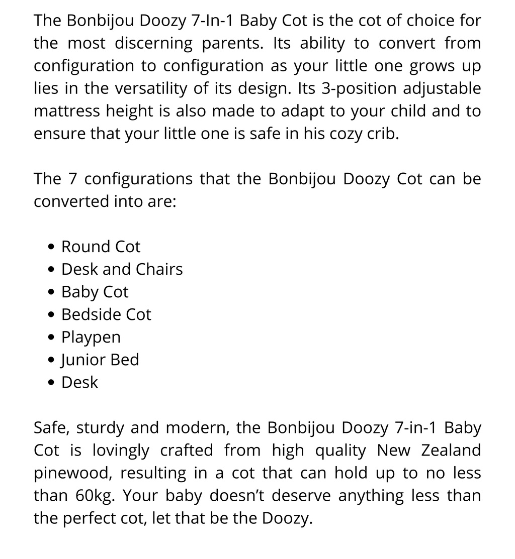 Infantino | Bonbijou Doozy 7-In-1 Baby Cot | Shopee Singapore
