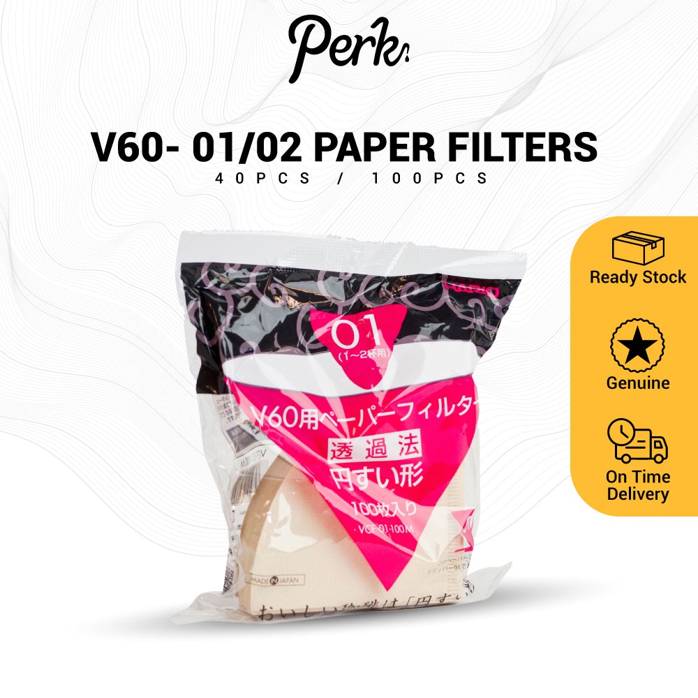Hario V60 - 01 / 02 Paper Filters - 40pcs / 100pcs | Shopee Singapore