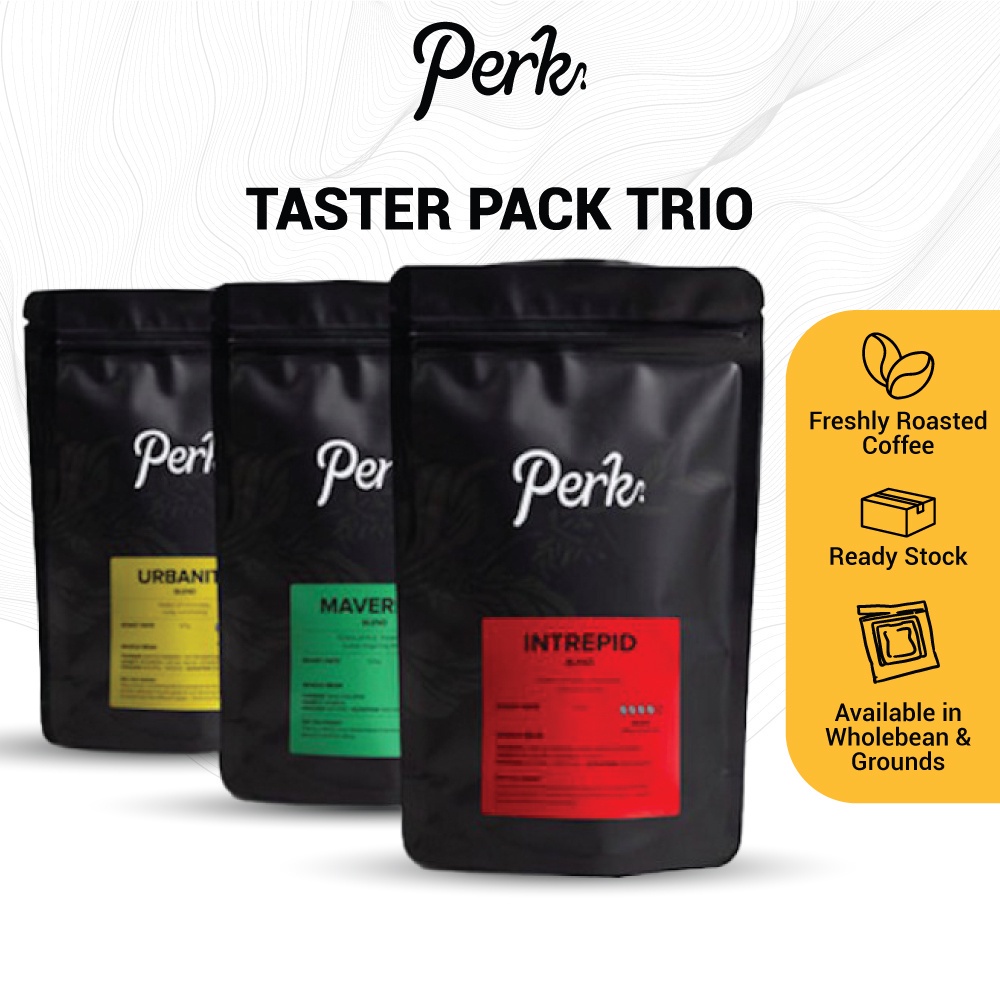Perk Coffee Taster Pack Trio - Blends (Coffee Beans Ground Coffee ...