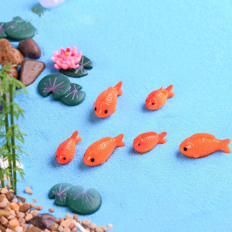 5pc/lot Red Fish miniature figures decorative mini fairy garden animals ...