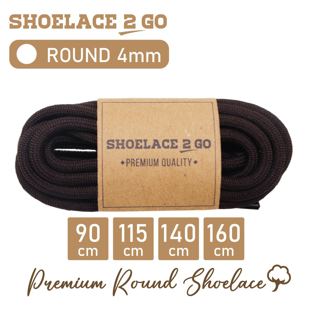 Shoelace 2 GO PREMIUM ROUND SHOELACE - SR4 - C2 - DARK BROWN - 4MM ...