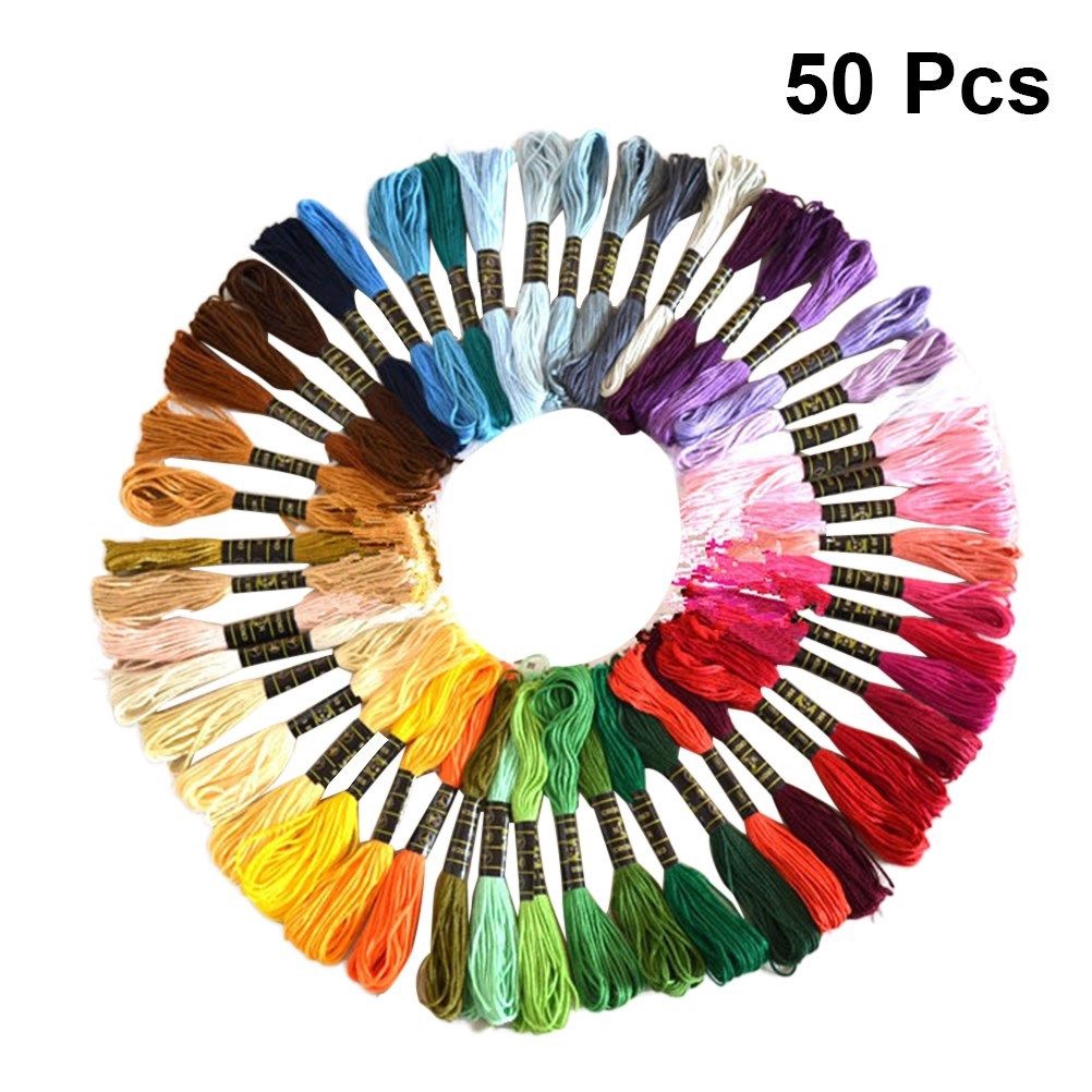 50pcs Mix Colors Cotton Sewing Skeins Cross Stitch Embroidery Thread ...