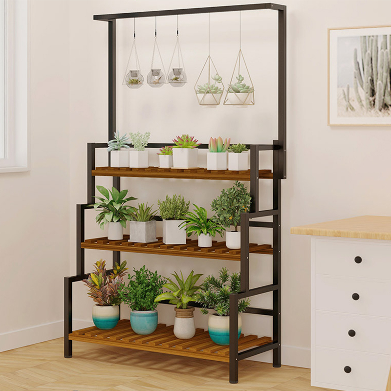 Wrought Iron Wood Plant Rack Multi-layer Ladder Hanging Chlorophytum ...
