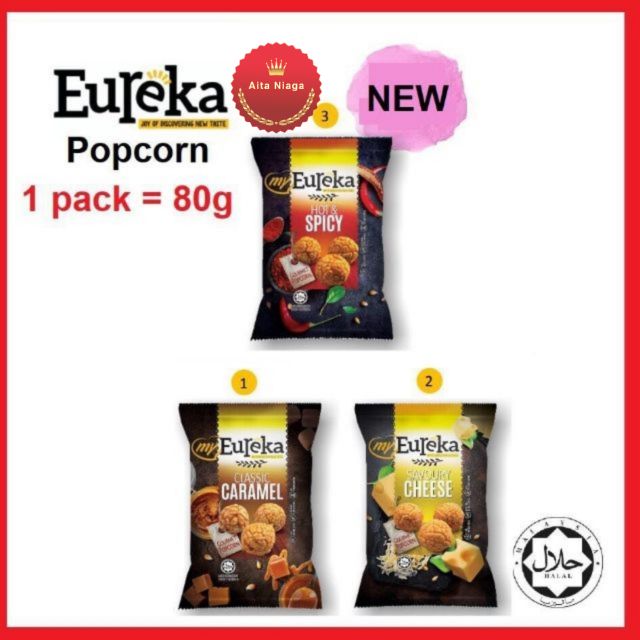 HALAL Eureka popcorn 80g (cheese, caramel, spicy, salted egg limited ...