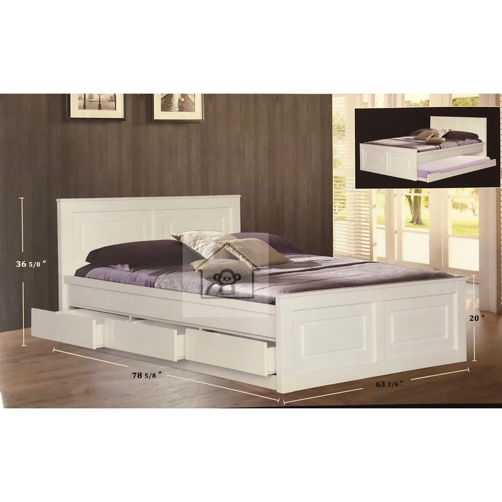 Bedframe Single Bed Wooden Bed Storage Bed Pull Out Bed Super Single ...