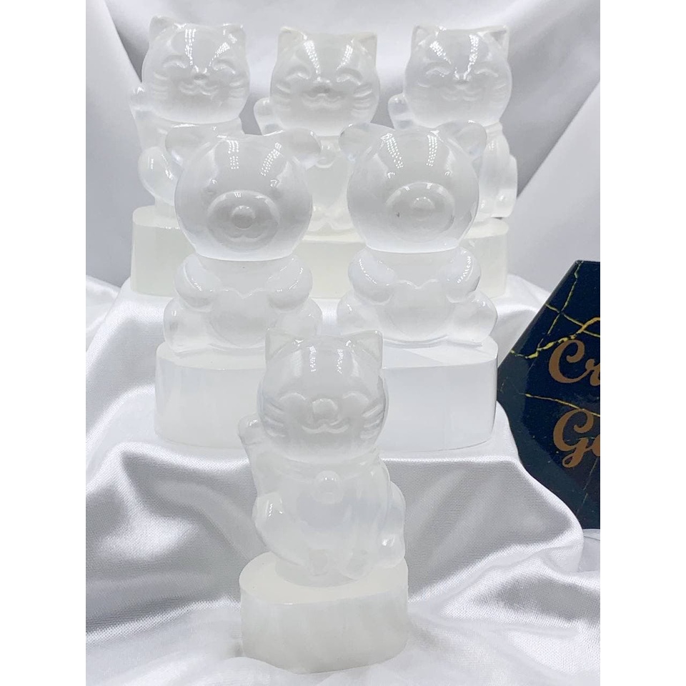 |SG| Selenite Fortune Cat & Love Bear ( *Free USB Wooden Led White ...