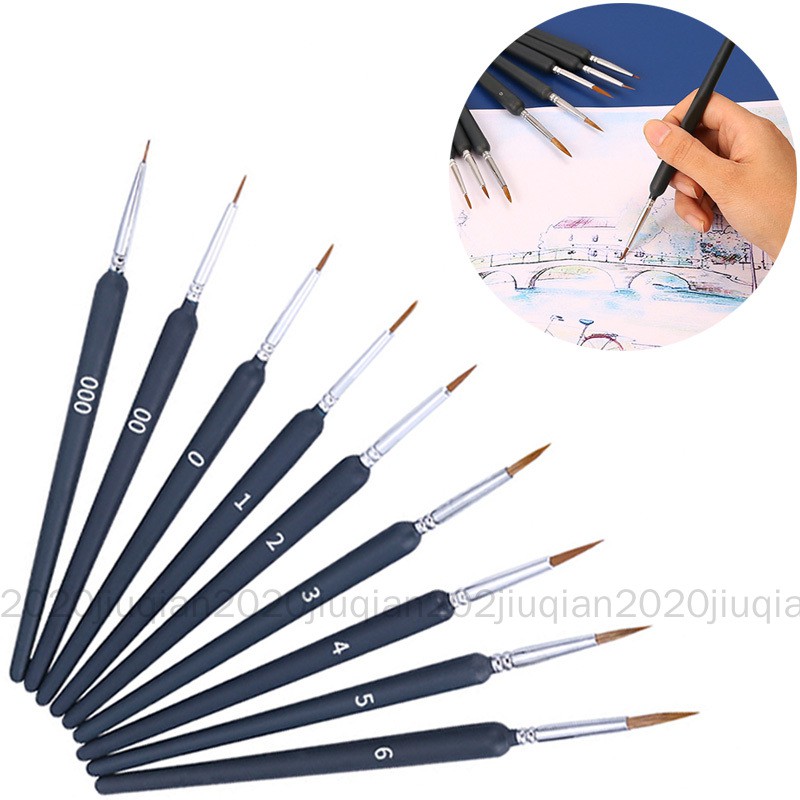 9 Pcs Line Drawing Brushes High Quality Nylon Hair+aluminium Tube ...