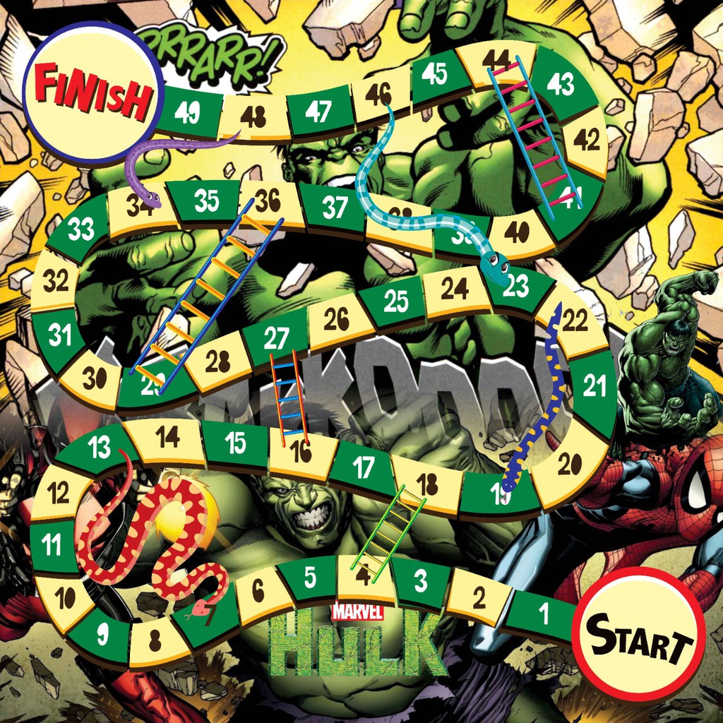 Snake Ladder Jumbo HULK Fun game Cartoon HULK Board game Jumbo HULK ...