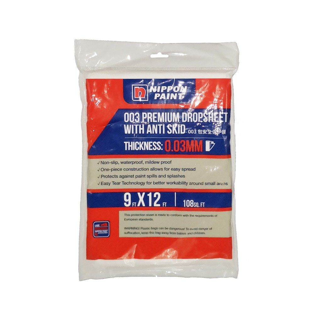 Nippon Premium Plastic Drop Cloth Sheet With Anti Skid 9FT x 12FT x 0 ...
