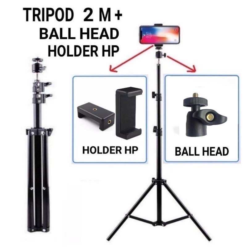 (SG Stock) Tripod Stand 210cm Portable Adjustable Stand Live Camera Selfie Tripod and Bluetooth ...