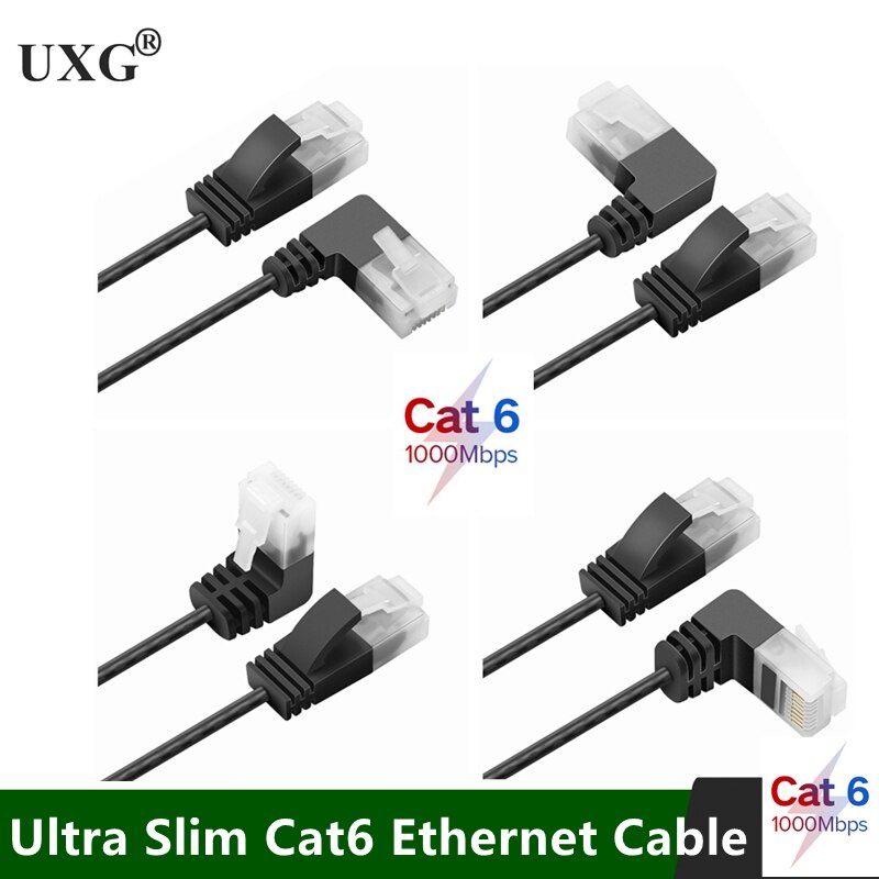 Ultra Slim Cat6 Ethernet Cable RJ45 Right Angle UTP Network Cable Patch ...