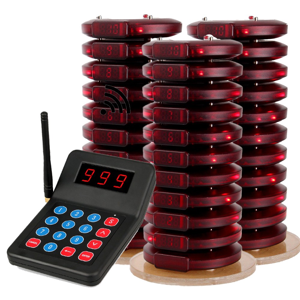 30 Coaster Pager buzzer +1 keypad Call Queue Wireless Paging Calling system for Restaurant Take ...