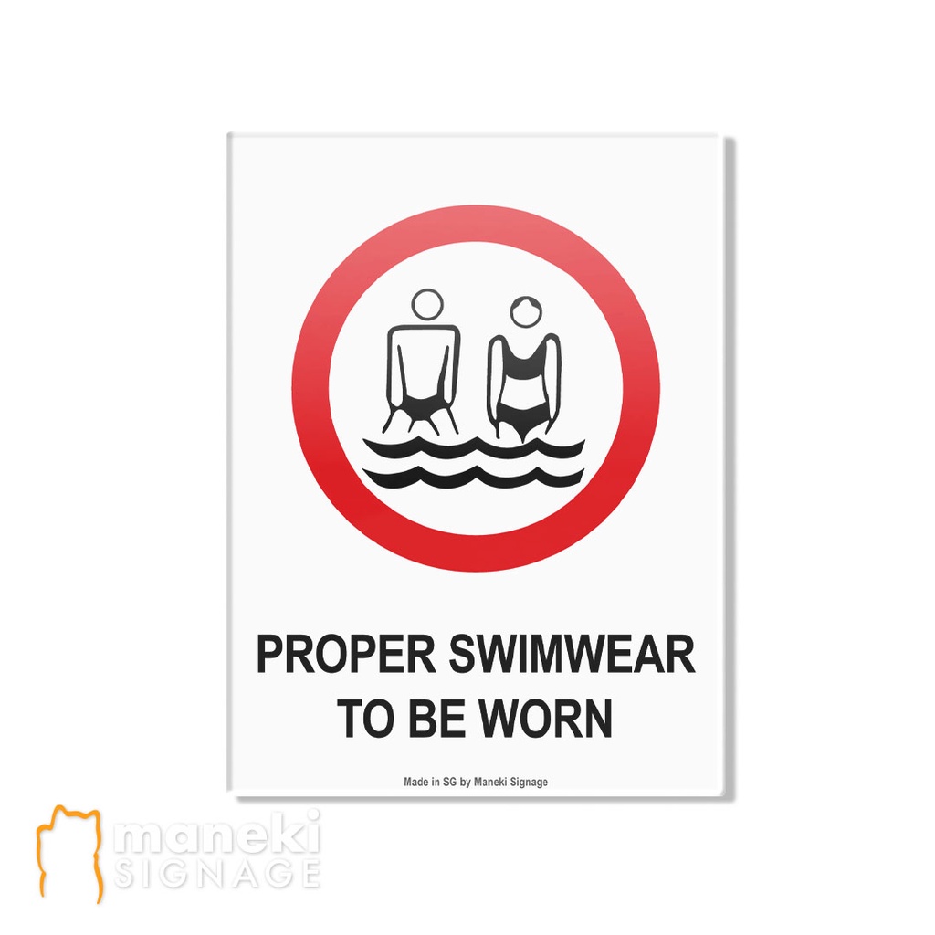 Aluminum Proper Swimwear To Be Worn Sign | Shopee Singapore