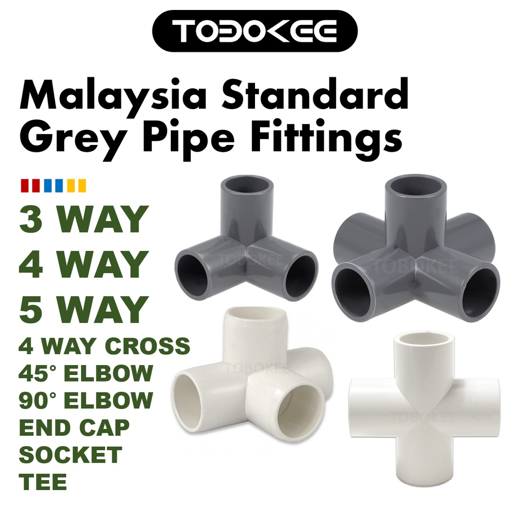 PVC Pipe Fitting Connector Joint Penyambung Paip For PVC Grey Pipe Paip Kelabu Air 3 4 5 Way ...