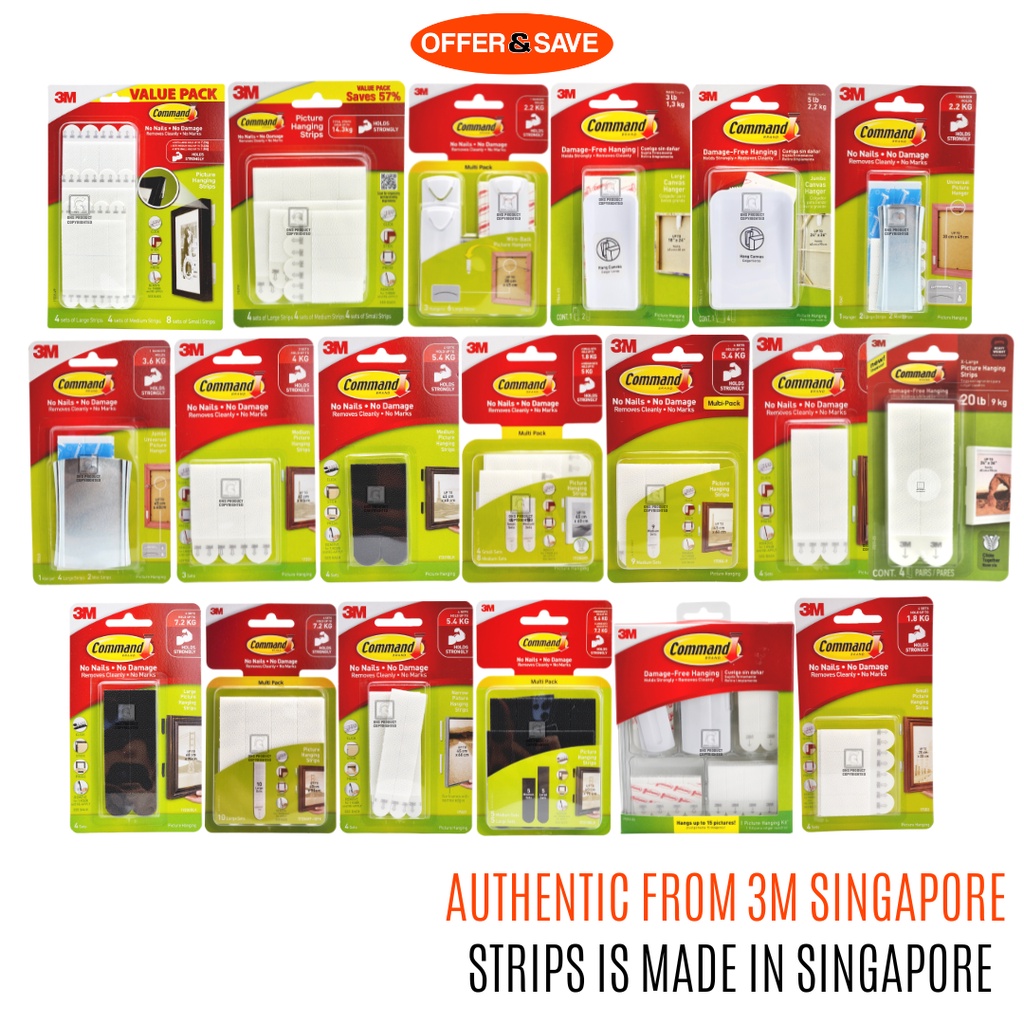 3M Command Picture Hanging Strips For Picture Frame | Shopee Singapore