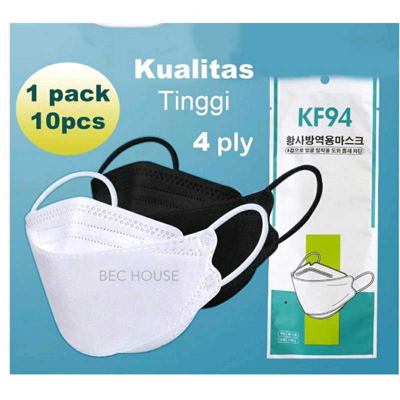 HITAM PUTIH White/black kf94 masks per pack of 10 pcs | Shopee Singapore
