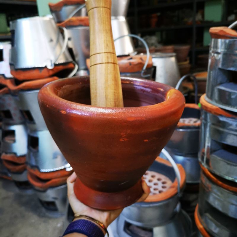 Somtam Mortar Size 8 Inches With Pestle Terracotta Mortar Mortar's ...