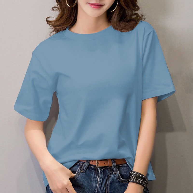 Plain T Shirts ladies Are Simple And Comfortable In Solid Color And High Quality Cotton Tshirt ...