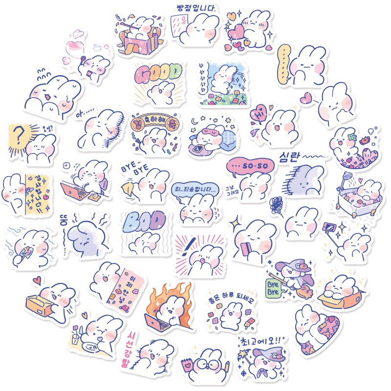 40 pcs Cute Mongmong Rabbit Cartoon Waterproof Scrapbook Stickers (C ...