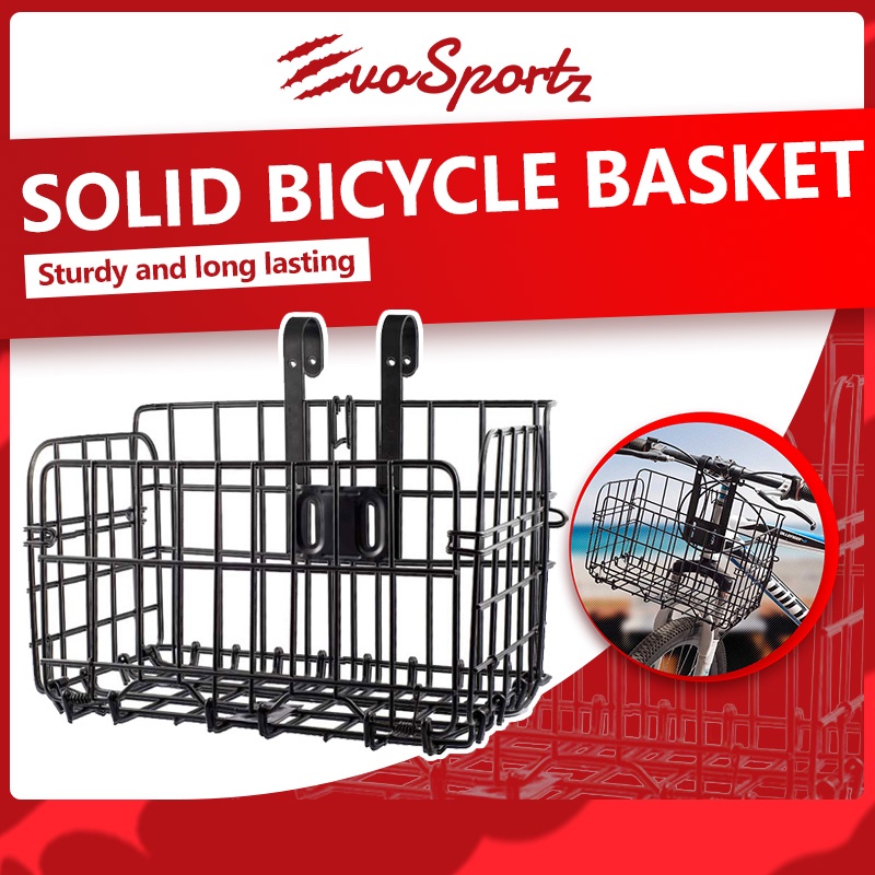 Solid Bicycle Basket | Bike Front Carrier | Foldable Metal EBike Basket ...