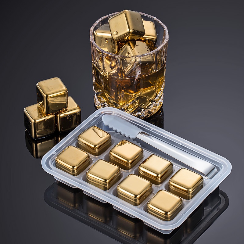 Food Grade 316 Stainless Steel Gold Ice Cube Kitchen Untensil Set ...