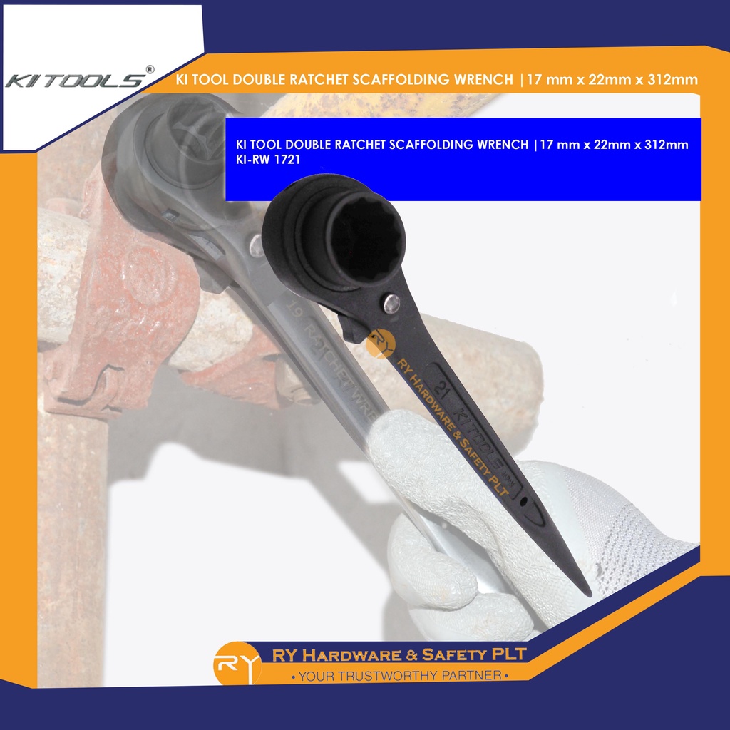 KI TOOL DOUBLE RATCHET SCAFFOLDING WRENCH | 17 mm x 22mm x 312mm ...