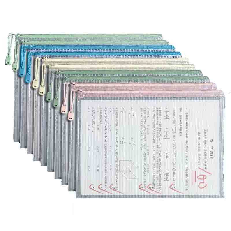 Thickened A4 Transparent File Bag Mesh Zipper Bag Portfolio Student ...