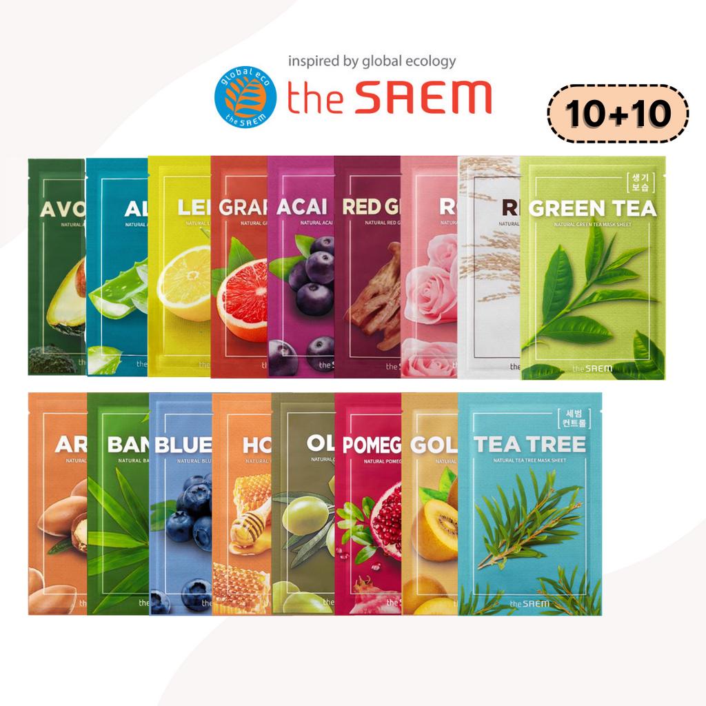 [the SAEM] 10+10 Natural Mask Sheet 21ml (Assorted ) | Shopee Singapore