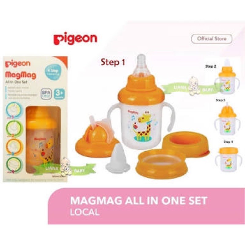 Pigeon Mag Mag All in One Set of 4 Step 180ml Pigeon MagMag Bottle ...