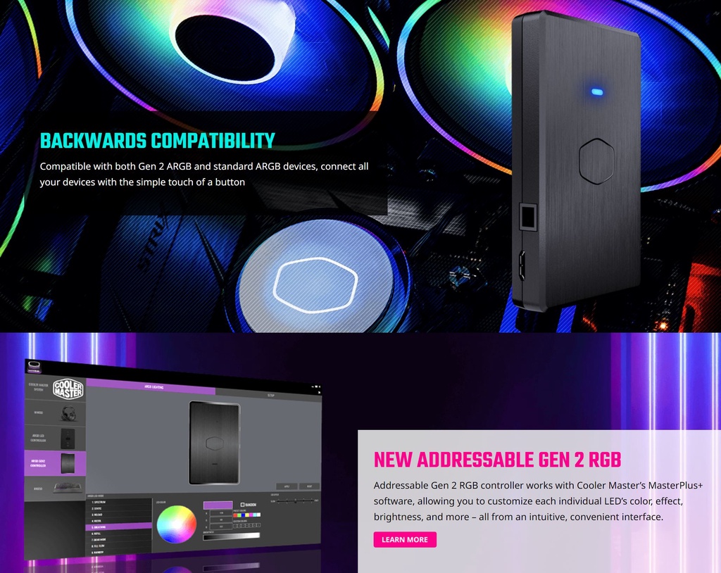 Cooler Master Addressable Gen 2 RGB LED Controller A1, 3 ARGB headers ...