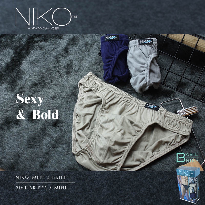 NIKO Men's - C90930 100% Cotton/ Briefs/ Underwear/ 3in1/ Mini ...
