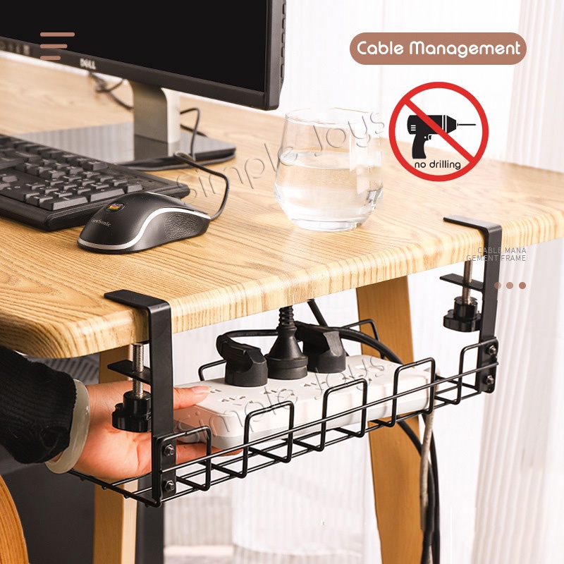 Cable Management Under Desk No Drill Under-Table Organizer Tray ...