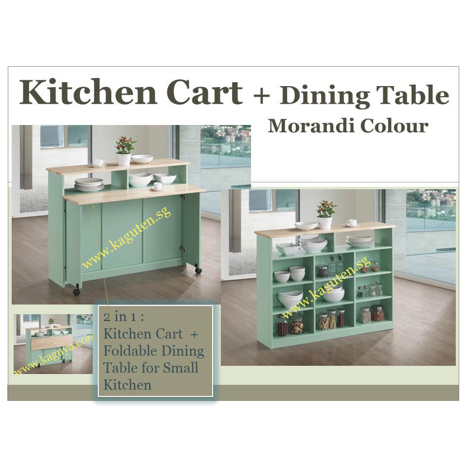 2in1 Kitchen Cart+Dining Table/Multi-Use Kitchen Island/Morandi Colour ...